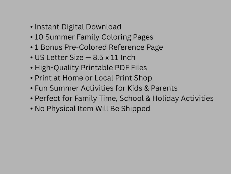 Summer Family Fun Coloring Pages – 10 Activity Sheets + Bonus (digital ...