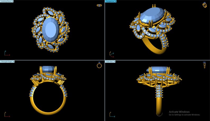 Engagement Ring 3D Model STL, Diamond CAD Design, Gold File (3D ...