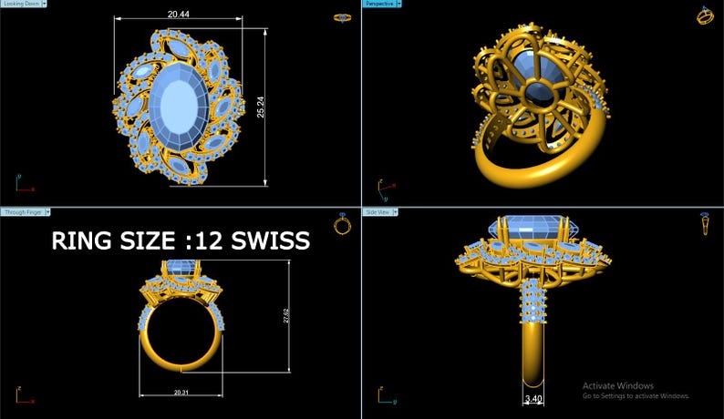 Engagement Ring 3D Model STL, Diamond CAD Design, Gold File (3D ...
