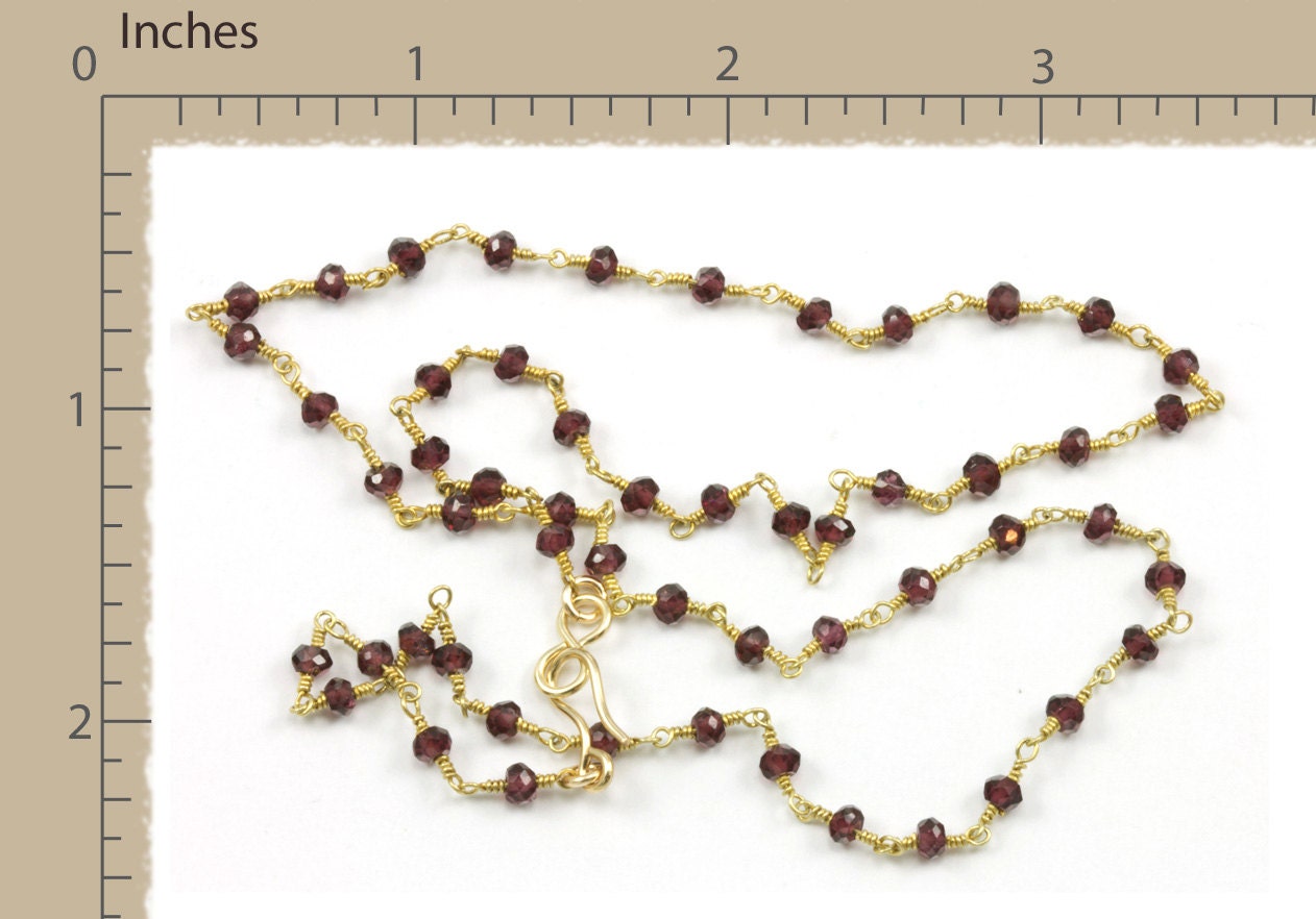 Garnet Necklace Faceted Chain Link Beaded 18 19 Inches Red Garnet ...