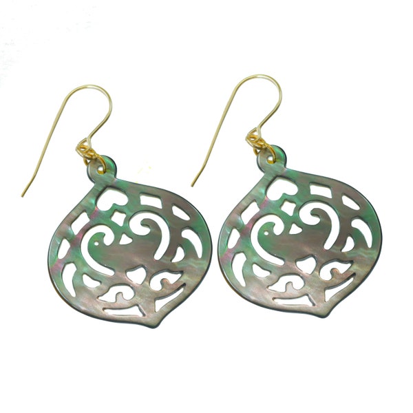 Mother Of Pearl Earrings Silver Large Etsy Canada