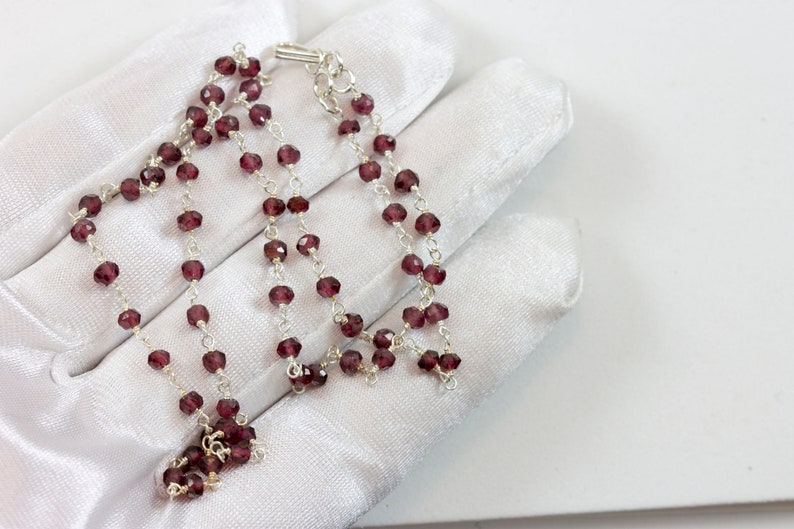 Garnet Necklace Faceted Chain Link Beaded 18 19 Inches Red - Etsy