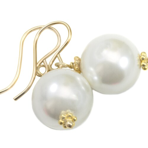 Mother Of Pearl Earrings White Shell Teardrop Natural 14k Etsy