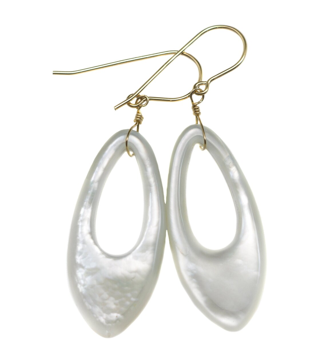 Mother of Pearl Earrings White Shell Oval Shaped Circle Teardrop ...