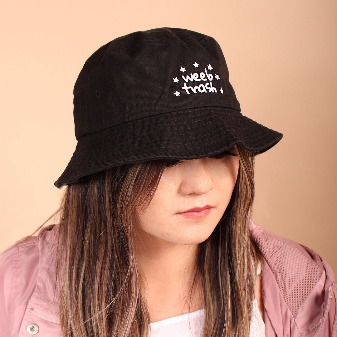 Embroidered Weeb Trash Bucket Hat - Black - Etsy