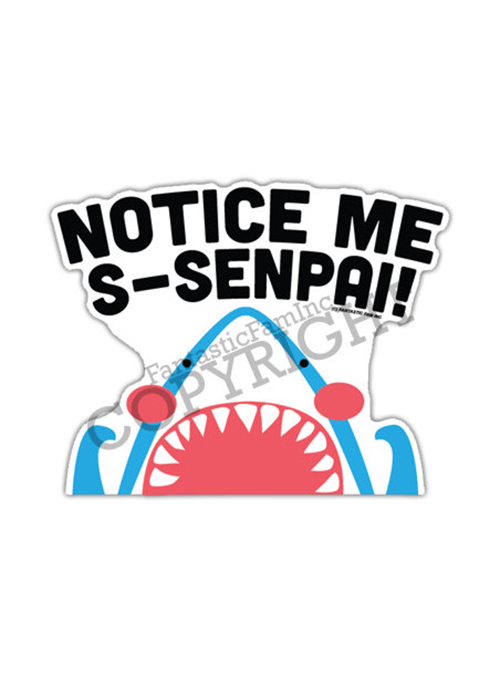 Notice Me Senpai Shark Peeking Sticker | Etsy
