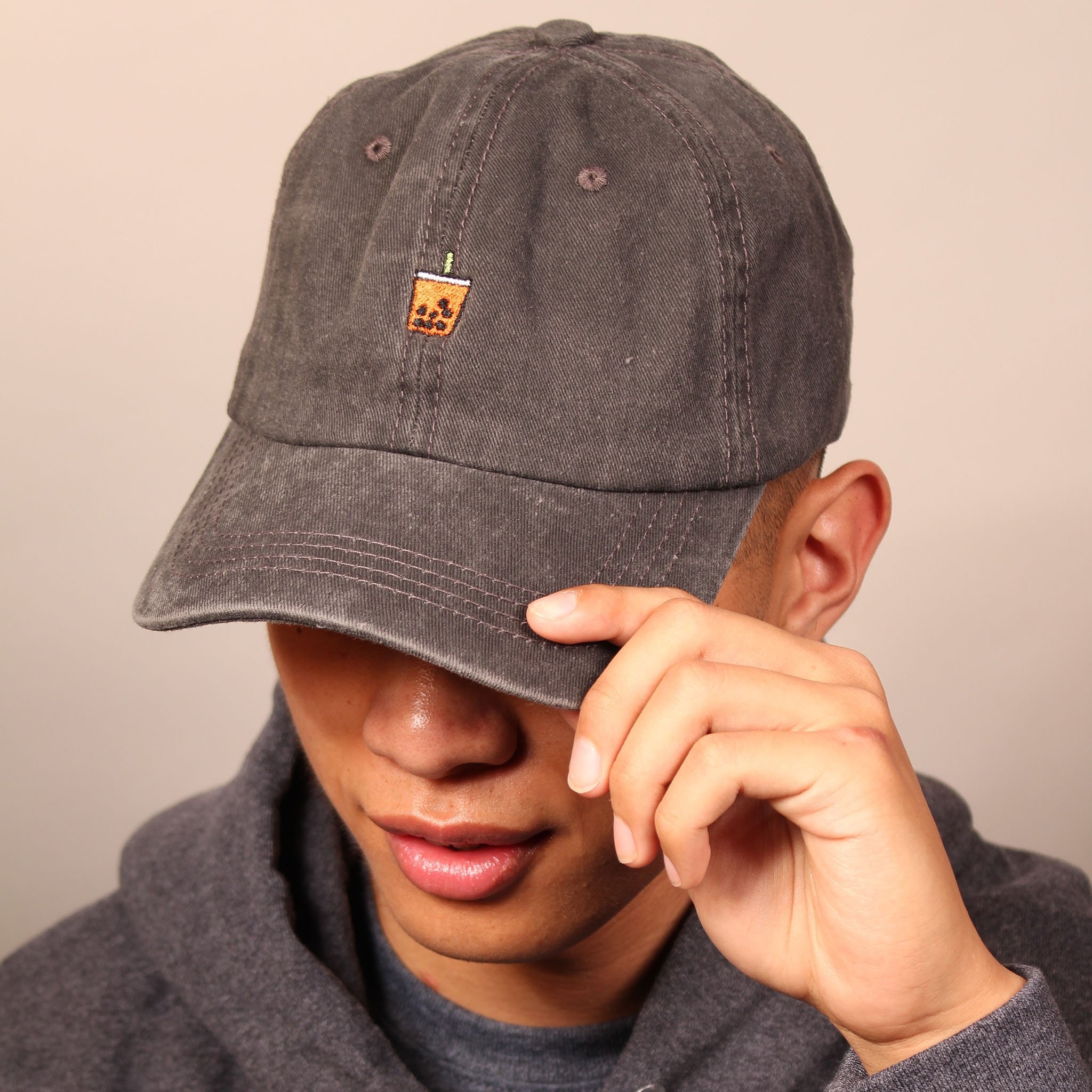 Thai Tea Boba Dad Cap Charcoal | Etsy