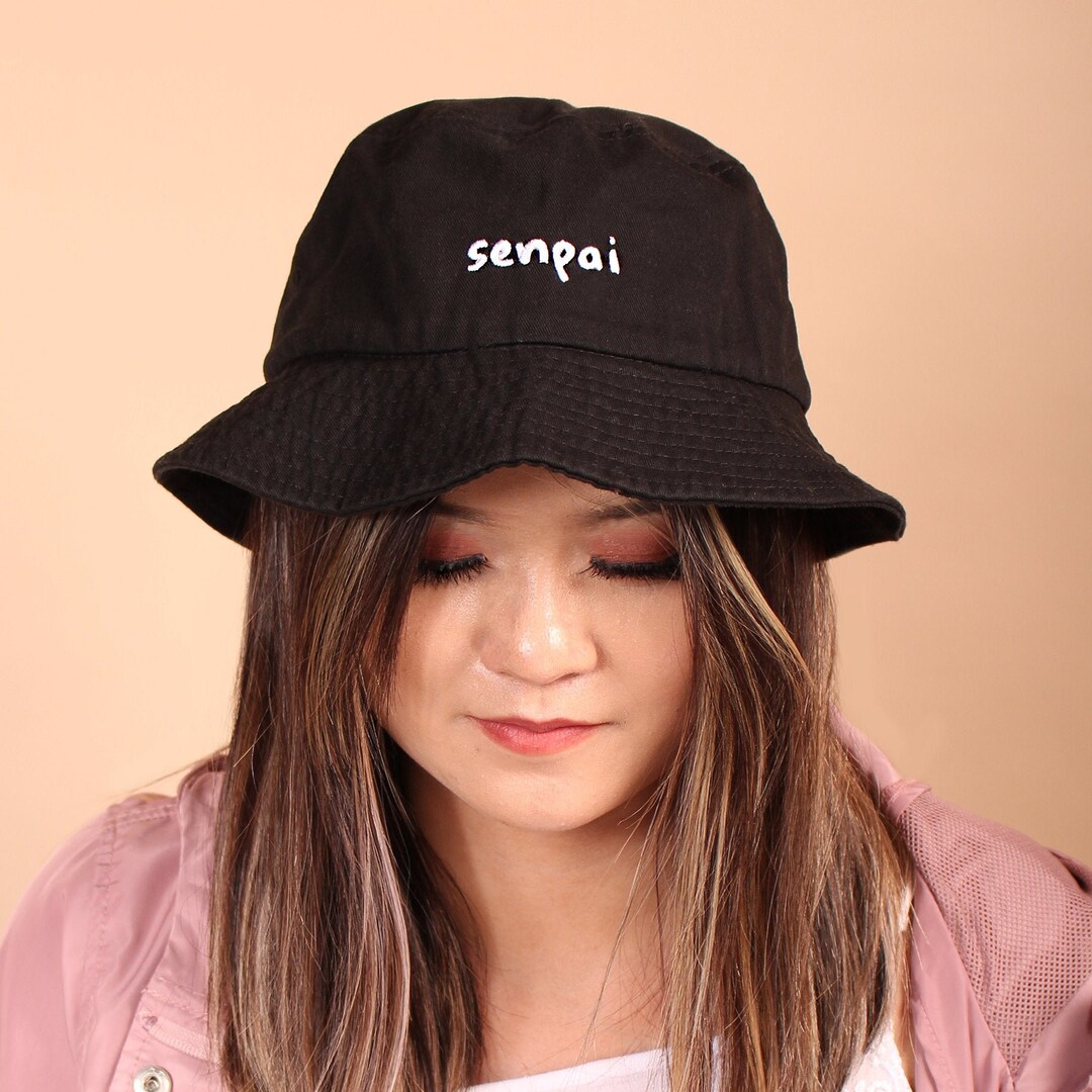 Embroidered Senpai Bucket Hat Black - Etsy