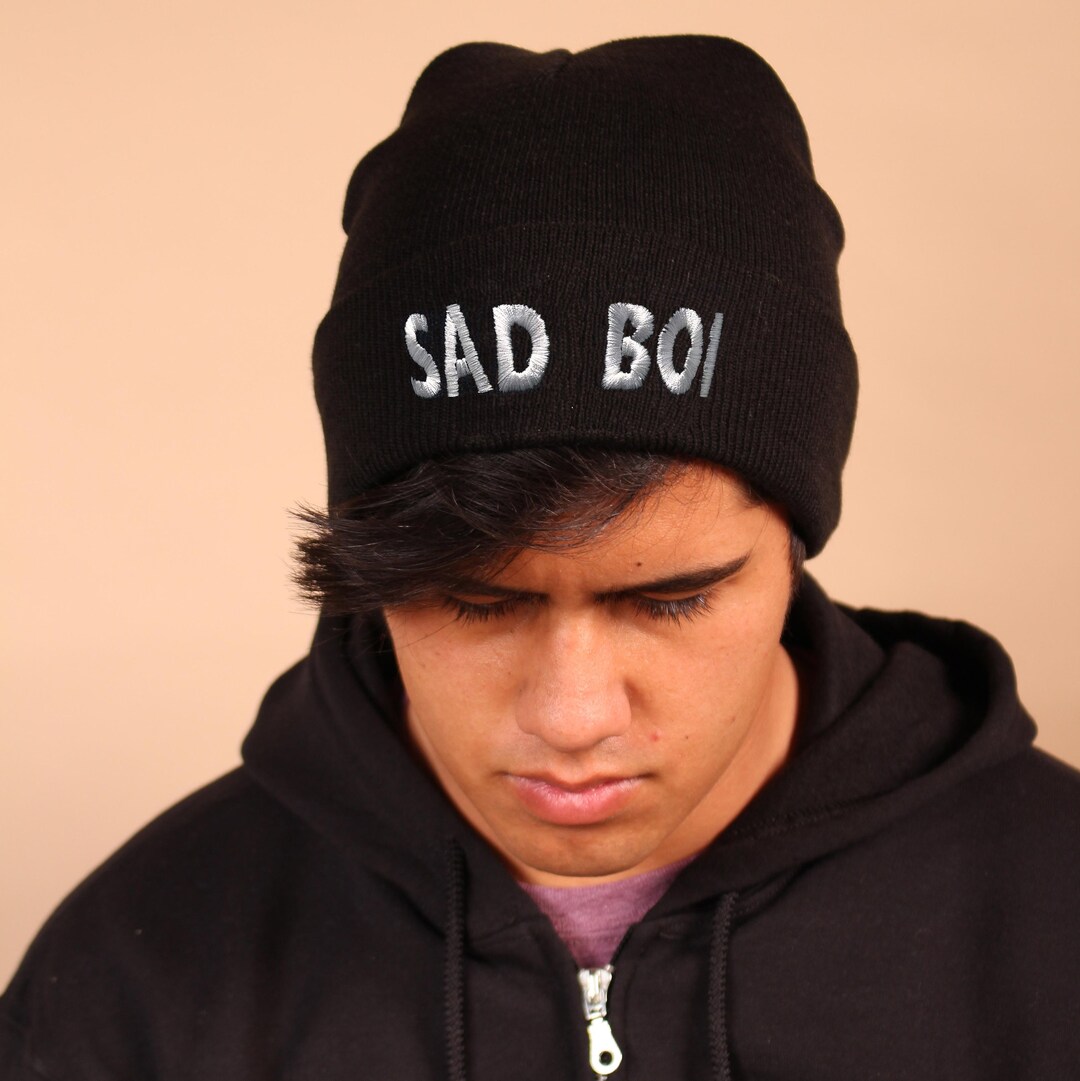 SAD BOI Embroidered Beanie Black / White - Etsy