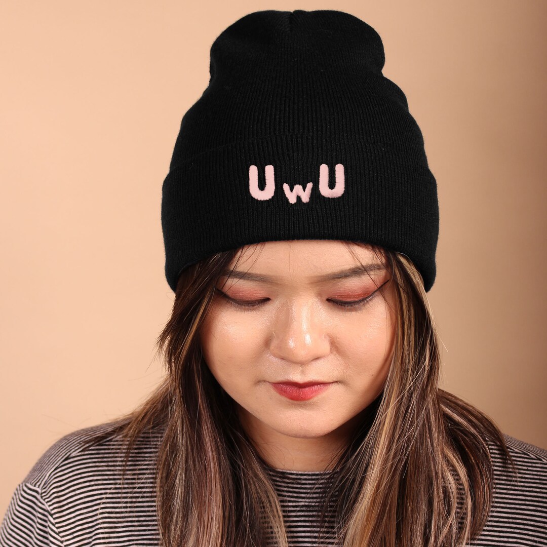 Embroidered Uwu Beanie - Black - Etsy
