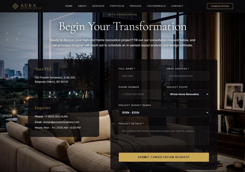 3D Interior Design Website Template | Immersive Walkthrough Website ...