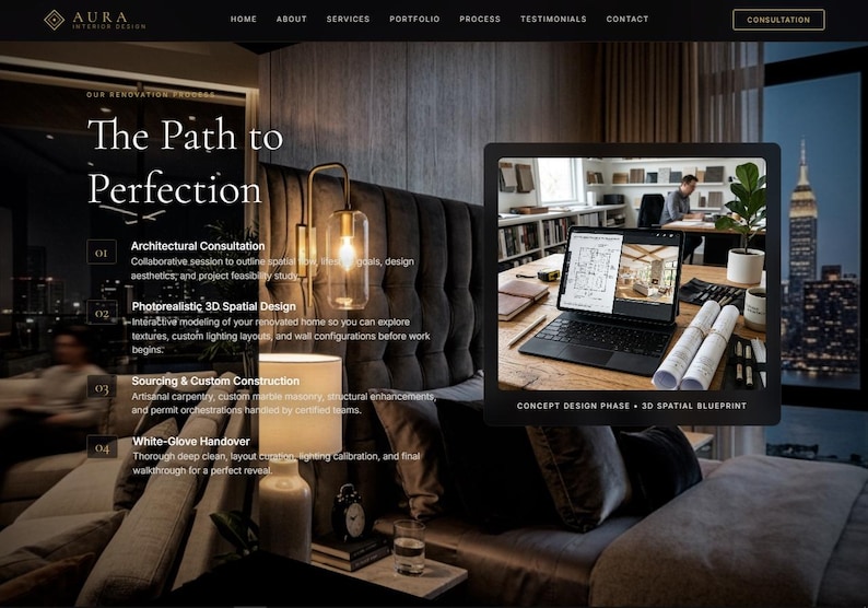 3D Interior Design Website Template | Immersive Walkthrough Website ...