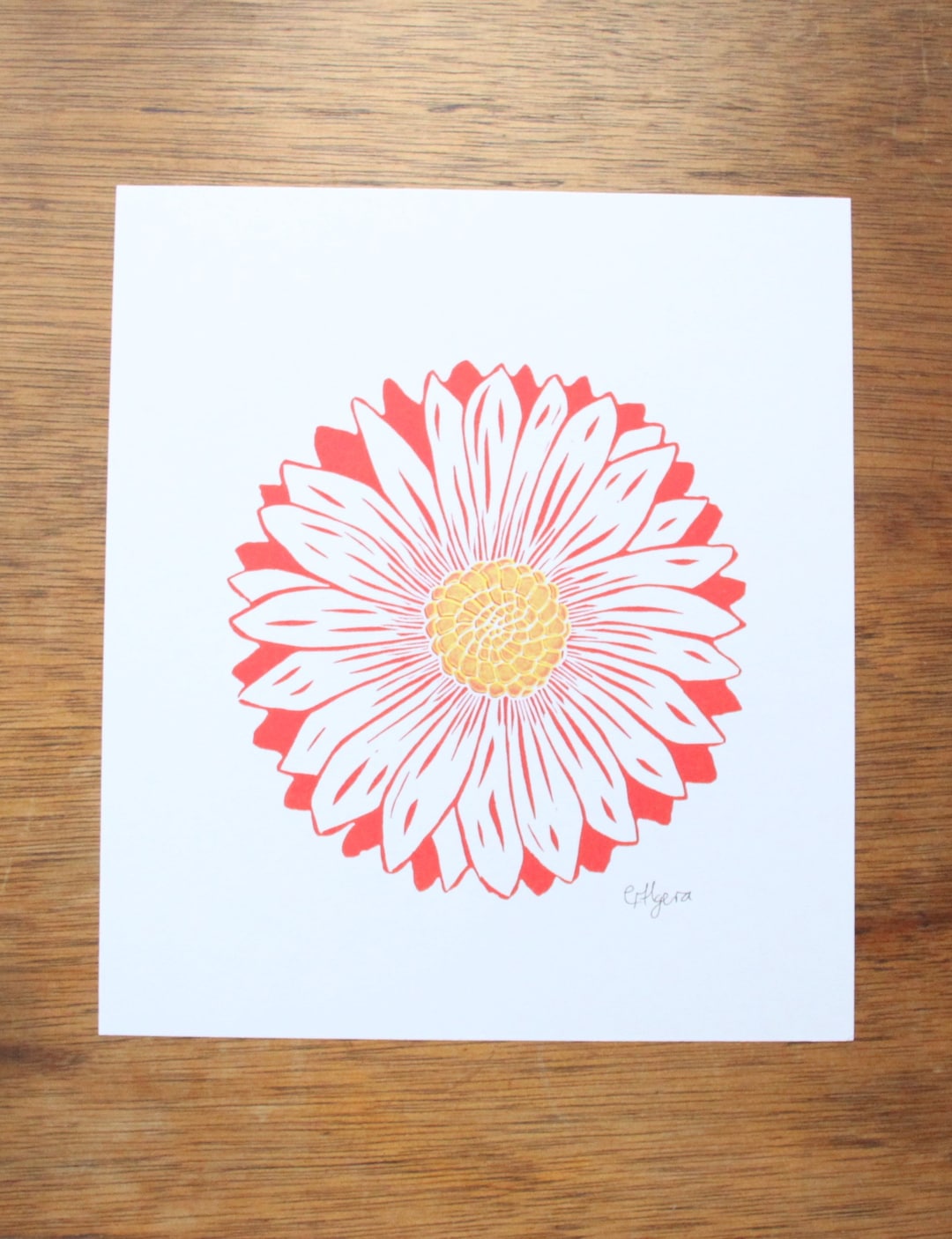 White Flower Original Linocut Reduction Print - Etsy
