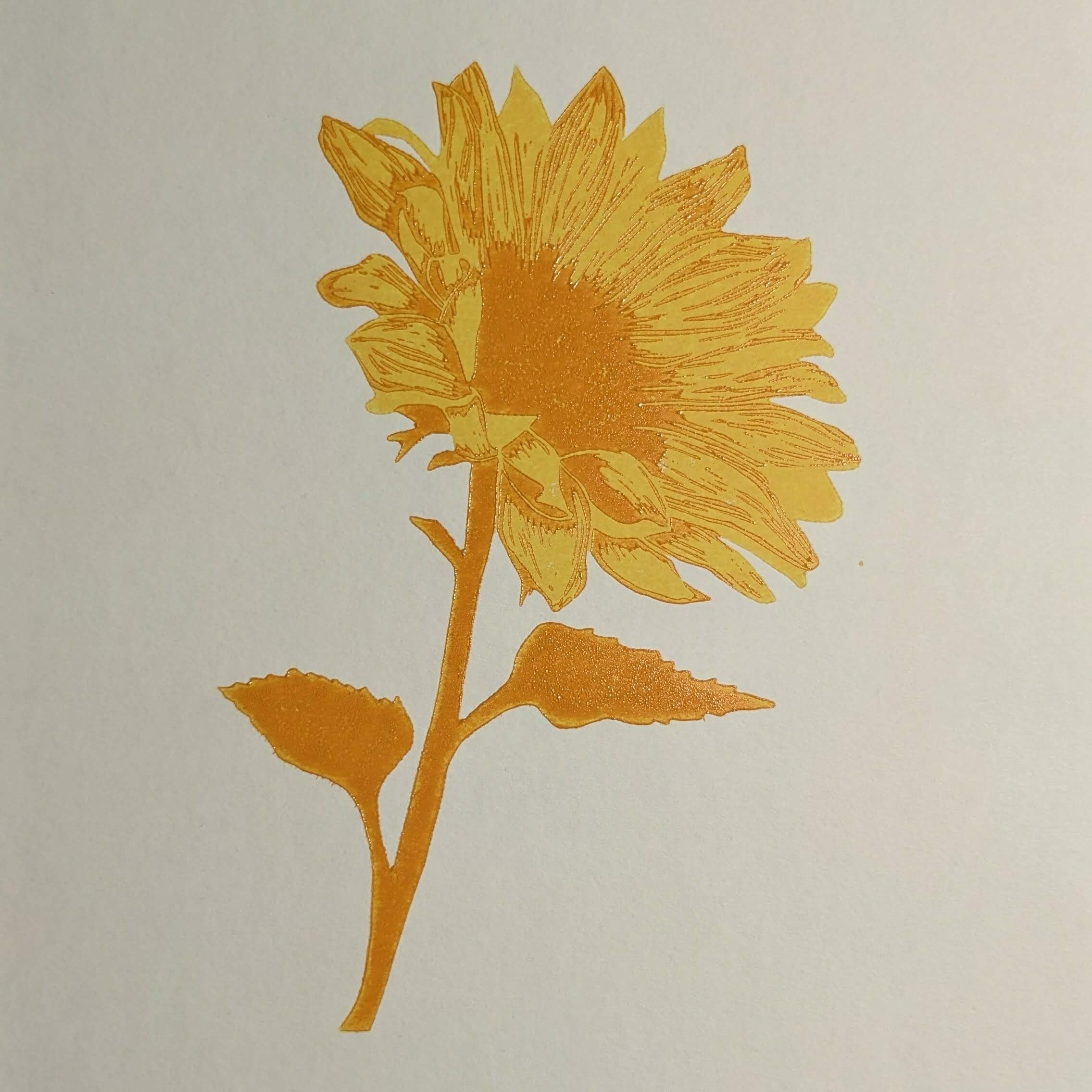Sunflower Original Linocut Reduction Print - Etsy