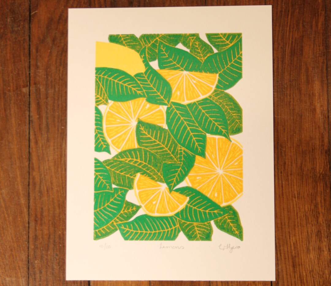 Lemons Original Linocut Reduction Print - Etsy