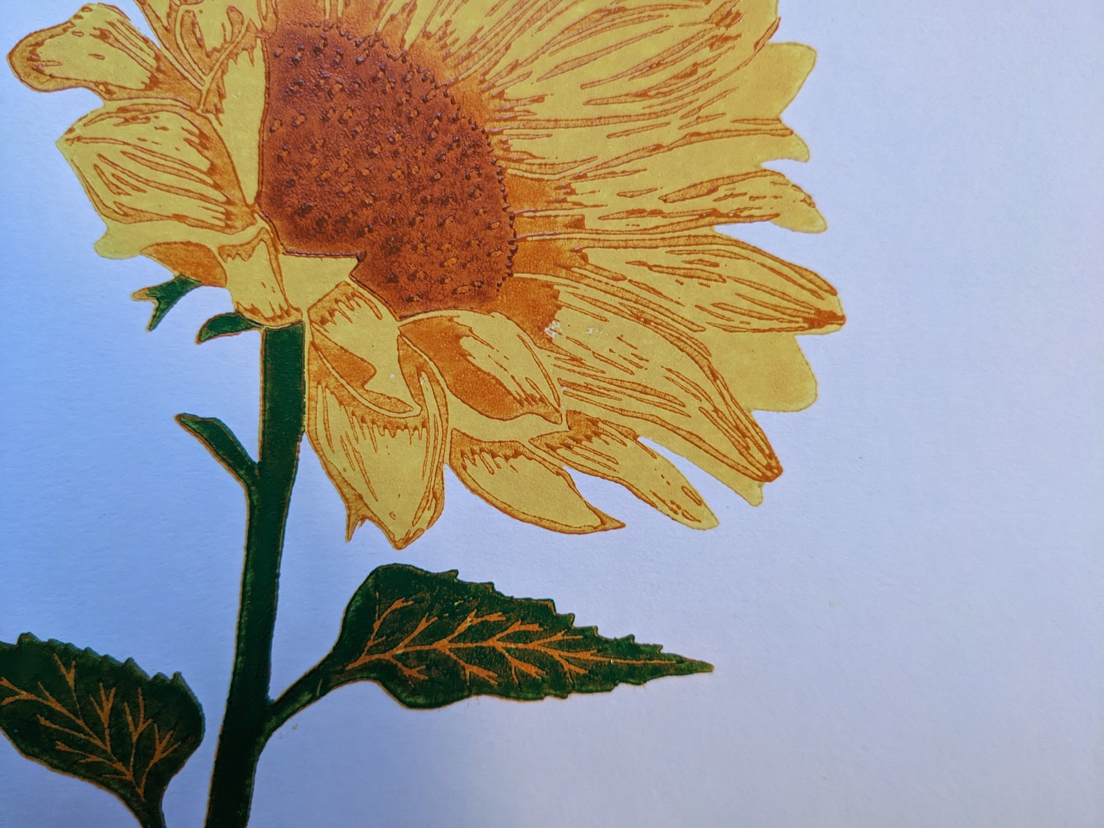 Sunflower Original Linocut Reduction Print - Etsy