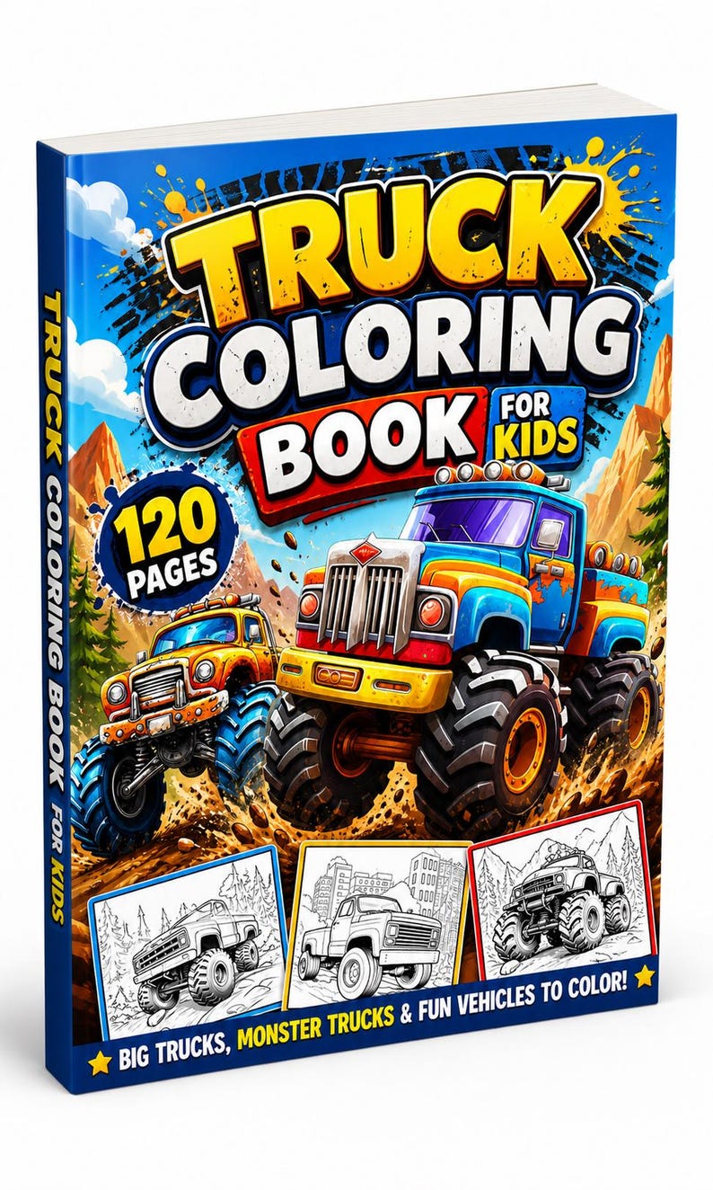 Monster Trucks Coloring Book for Kids | Big Trucks, Fun Vehicles | 120 ...