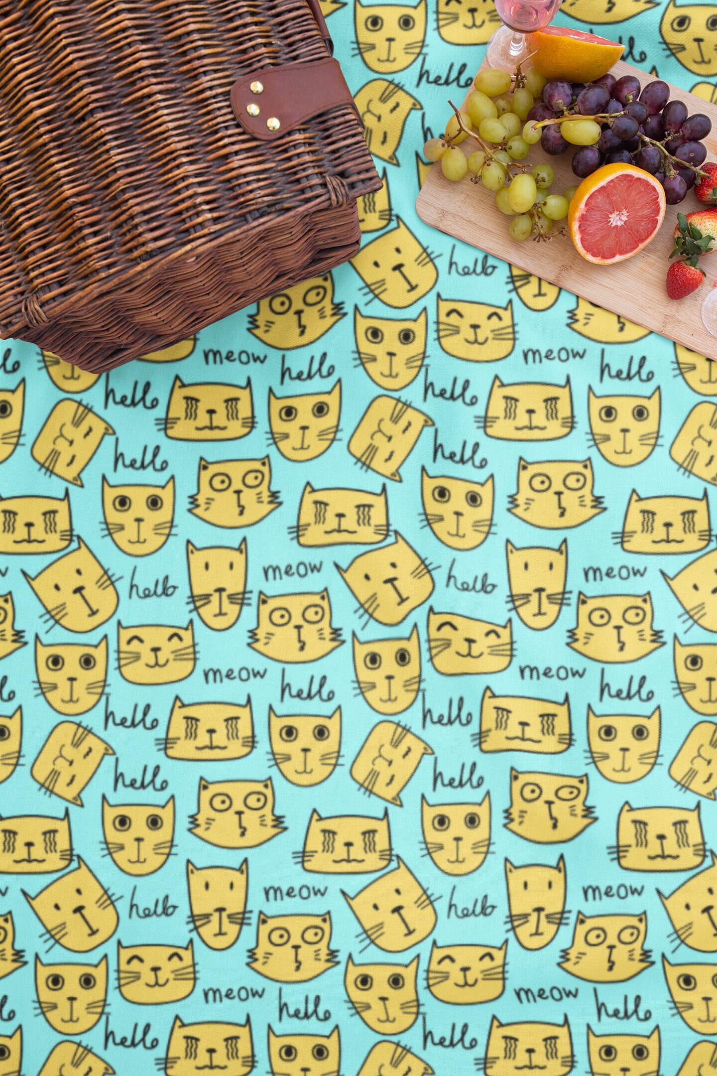 Throw Blanket With Yellow Funny Cats Meow Hello Cats Soft | Etsy