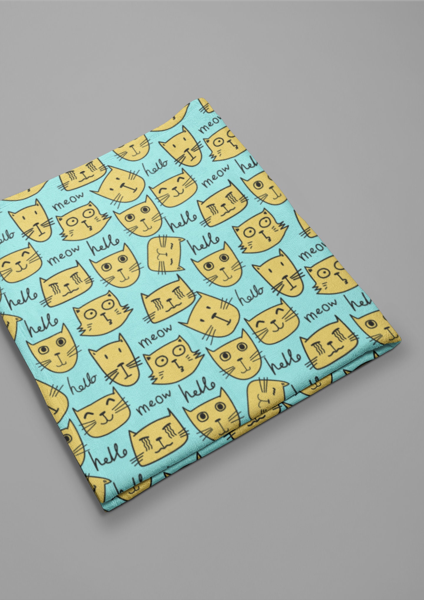 Throw Blanket With Yellow Funny Cats Meow Hello Cats Soft | Etsy
