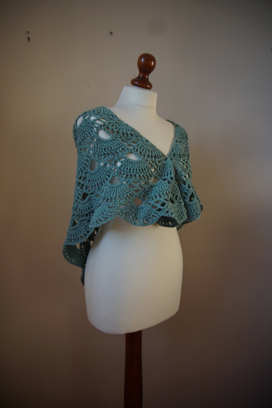 Handmade Teal Crochet Shawl Crochet Blue Shawl Cotton Shawl Teal Lace ...