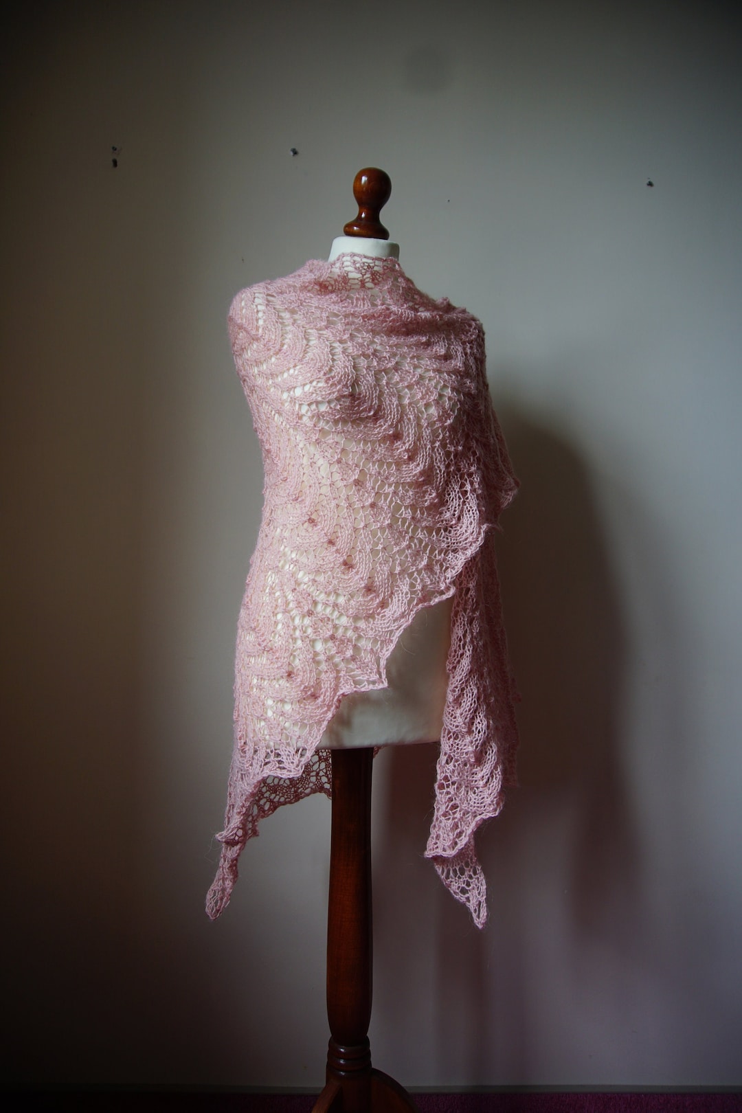 Handmade Beautiful Light Pink Shawl; Pastel Pink Mohair Shawl; Lace ...
