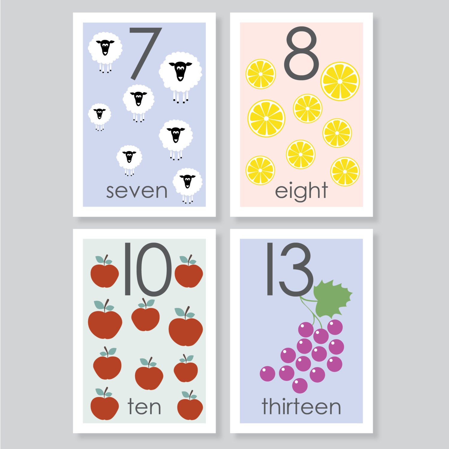 Number Flashcard Printable 0-20 Number Playroom Wall Art | Etsy