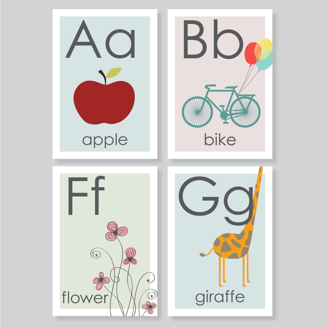 Tarjeta ABC imprimible, alfabeto, arte de pared de sala de juegos, 3 ...
