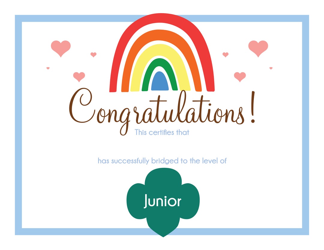 Girl Scout Bridging Certificate - Etsy