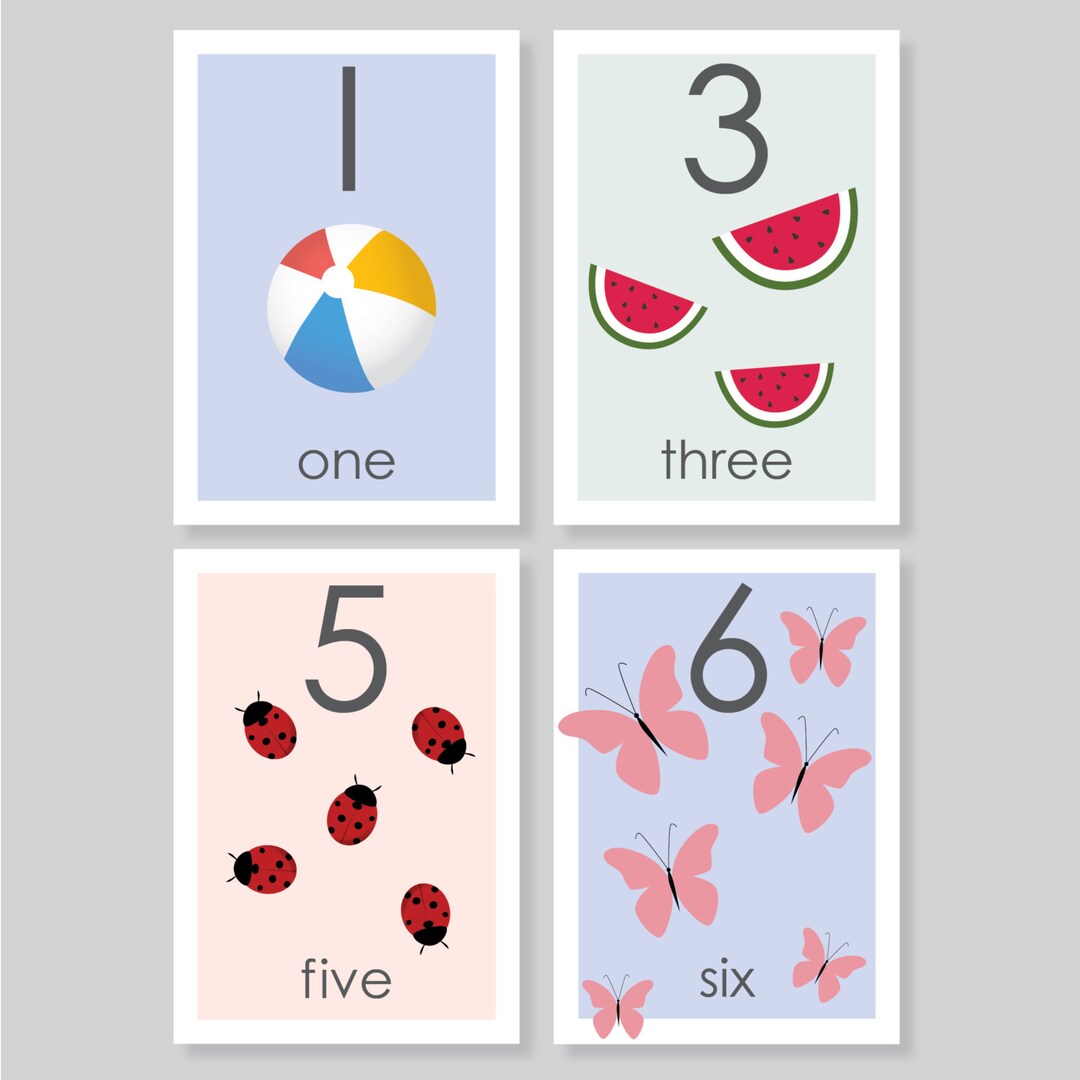 Number Flashcard Printable, 0-20, Number, Playroom Wall Art, 3.5x5 ...