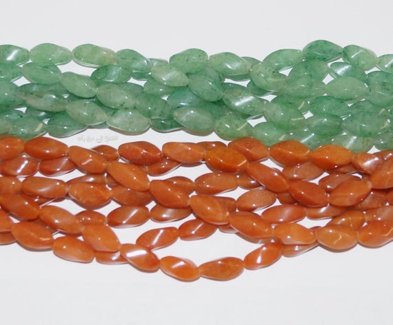 Aventurine 8x14mm Twist Gemstone Beads 16 Strand | Etsy