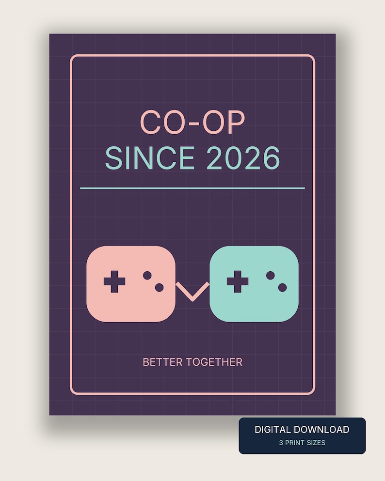 Co-op Since 2026 Gaming Room Wall Art Printable, Original Pixel Poster ...