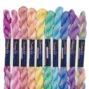 Threadworx Rainbow Pastel Collection - 10 Colors Variegated Embroidery ...