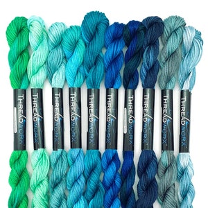 Threadworx Ocean Blue Collection - 10 Colors Variegated Embroidery ...