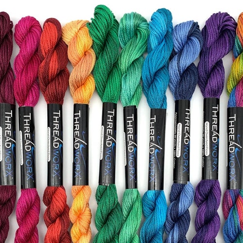 Threadworx 1154 Variegated Rainbow Embroidery Floss - Etsy
