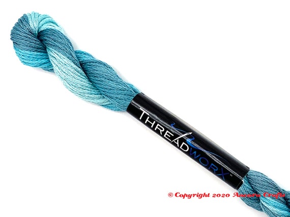 Threadworx 1056 Variegated Embroidery Floss Turquoise Blue - Etsy