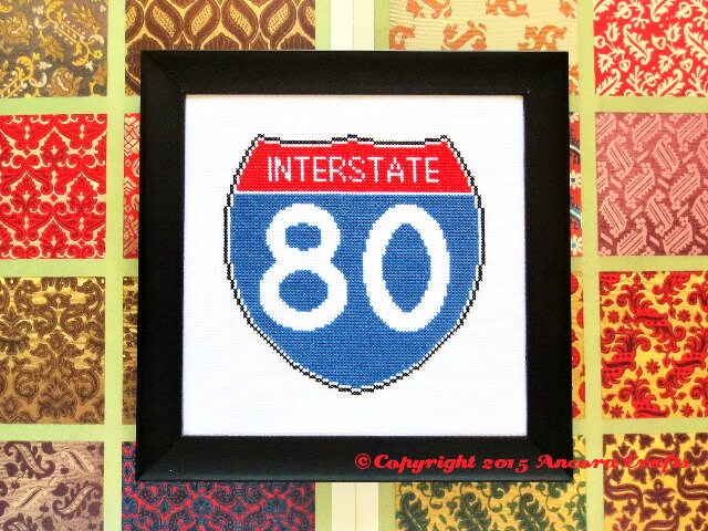 Interstate Road Sign Cross Stitch Pattern PDF | Etsy
