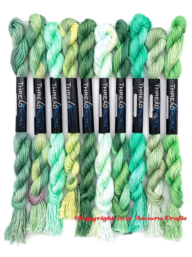 Threadworx 1060 Variegated Embroidery Floss Green Tea Latte - Etsy