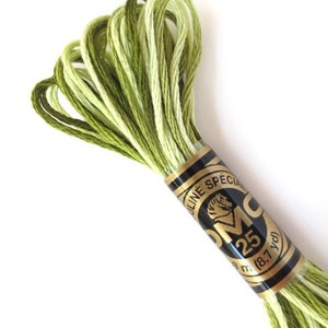 DMC 94 Variegated Embroidery Floss Khaki Green Shaded Ombre | Etsy