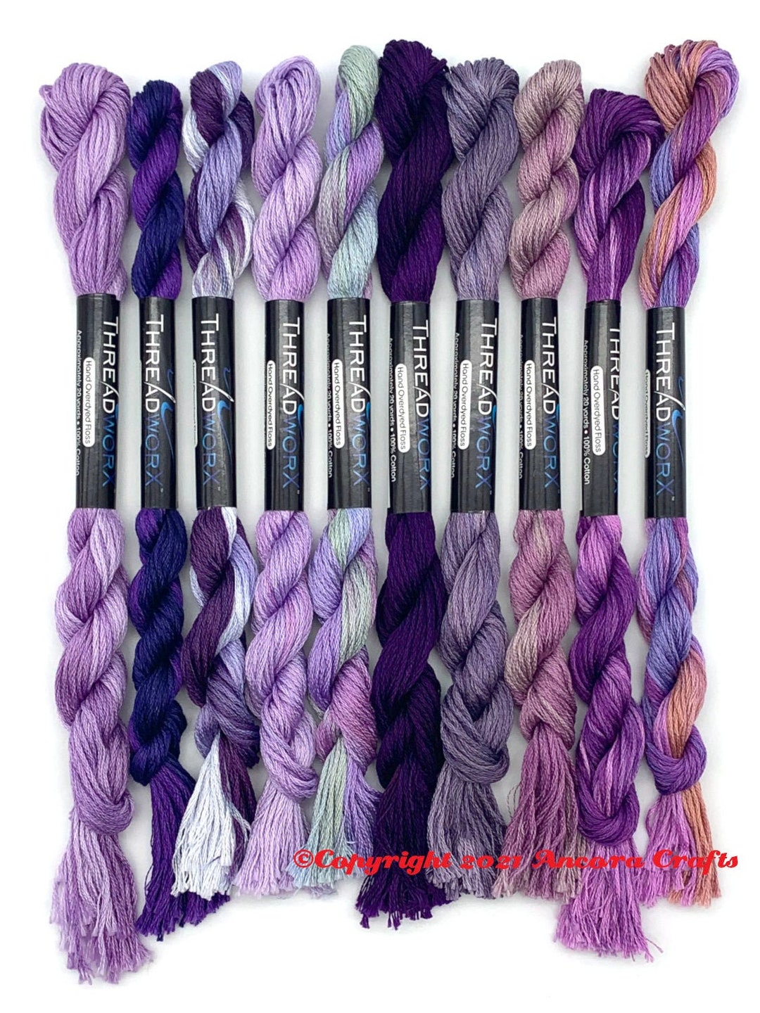 Threadworx Purple Collection - 10 Colors Variegated Embroidery Floss ...