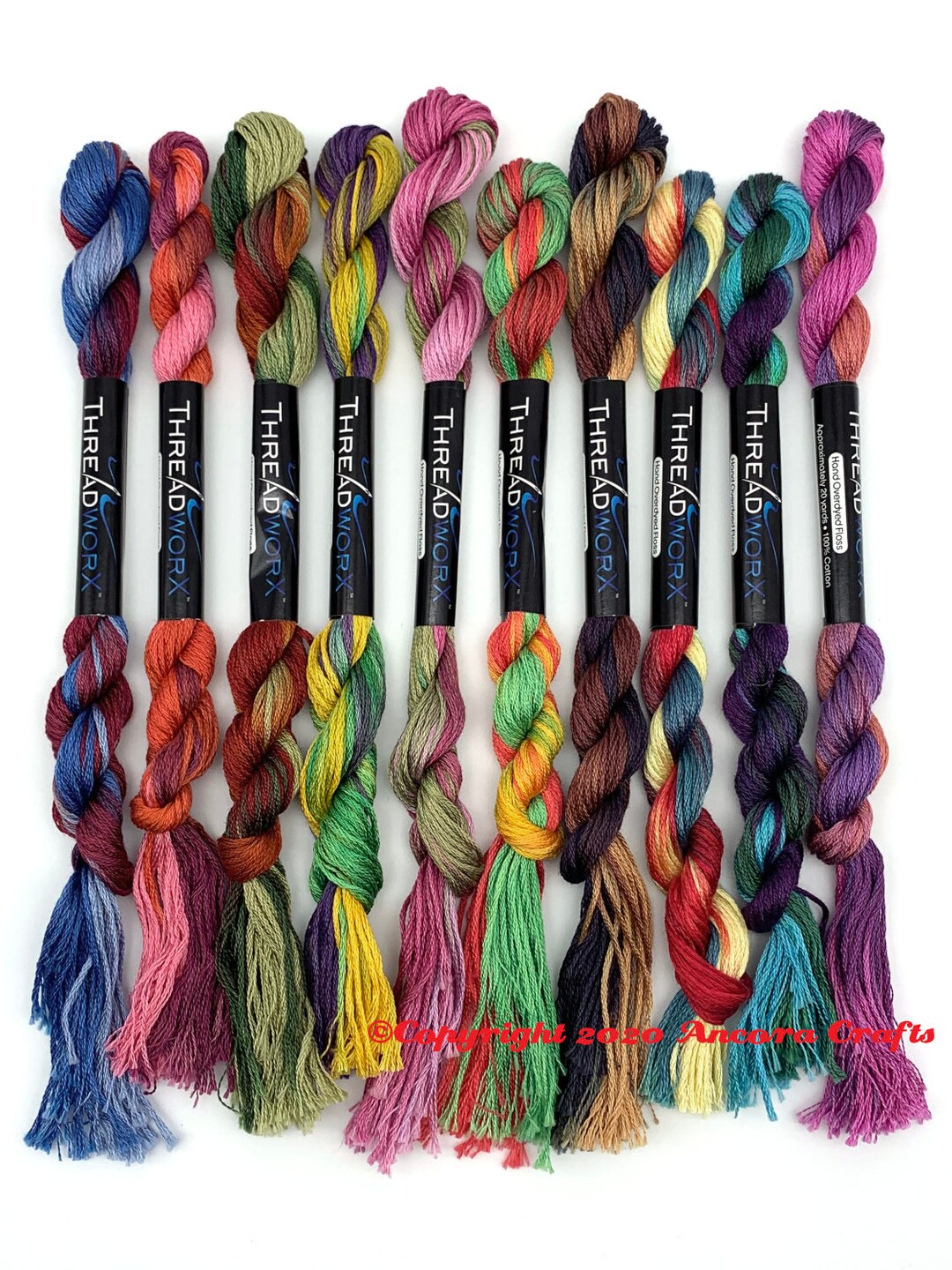 Threadworx Jewel Collection - 10 Colors Variegated Embroidery Floss ...
