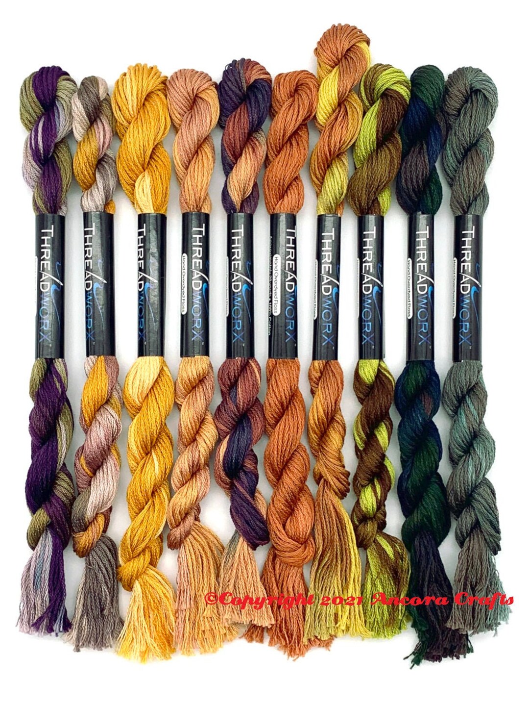 Threadworx Earth Collection - 10 Colors Variegated Embroidery Floss ...
