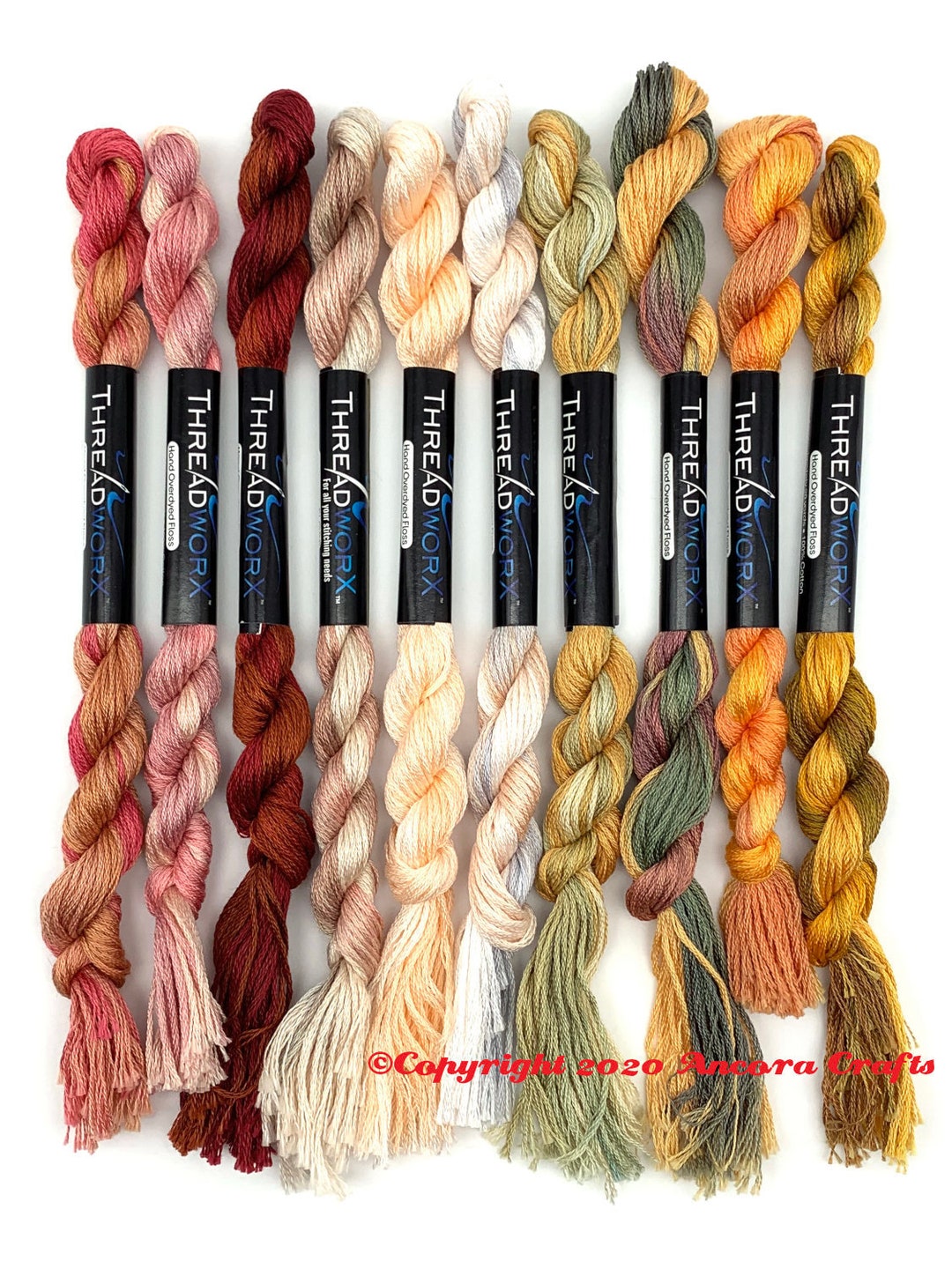 Threadworx Golden Rust Collection - 10 Colors Variegated Embroidery ...