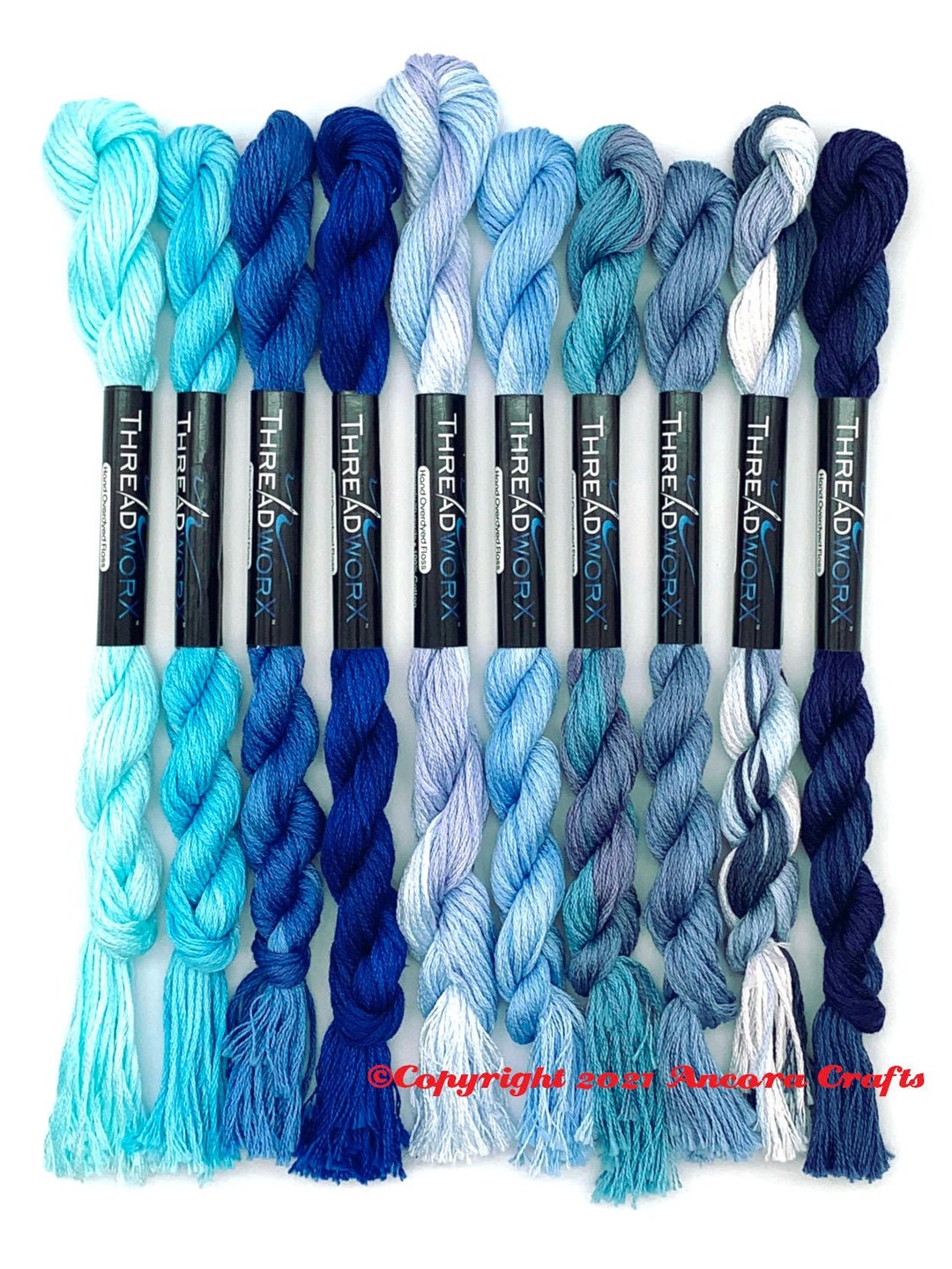 Threadworx Winter Blue Collection - 10 Colors Variegated Embroidery ...
