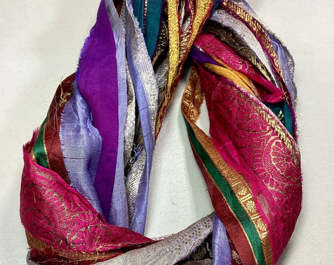 Metallic 363 Embroidered Thread Border Sari Ribbon Tassel Boho Junk ...