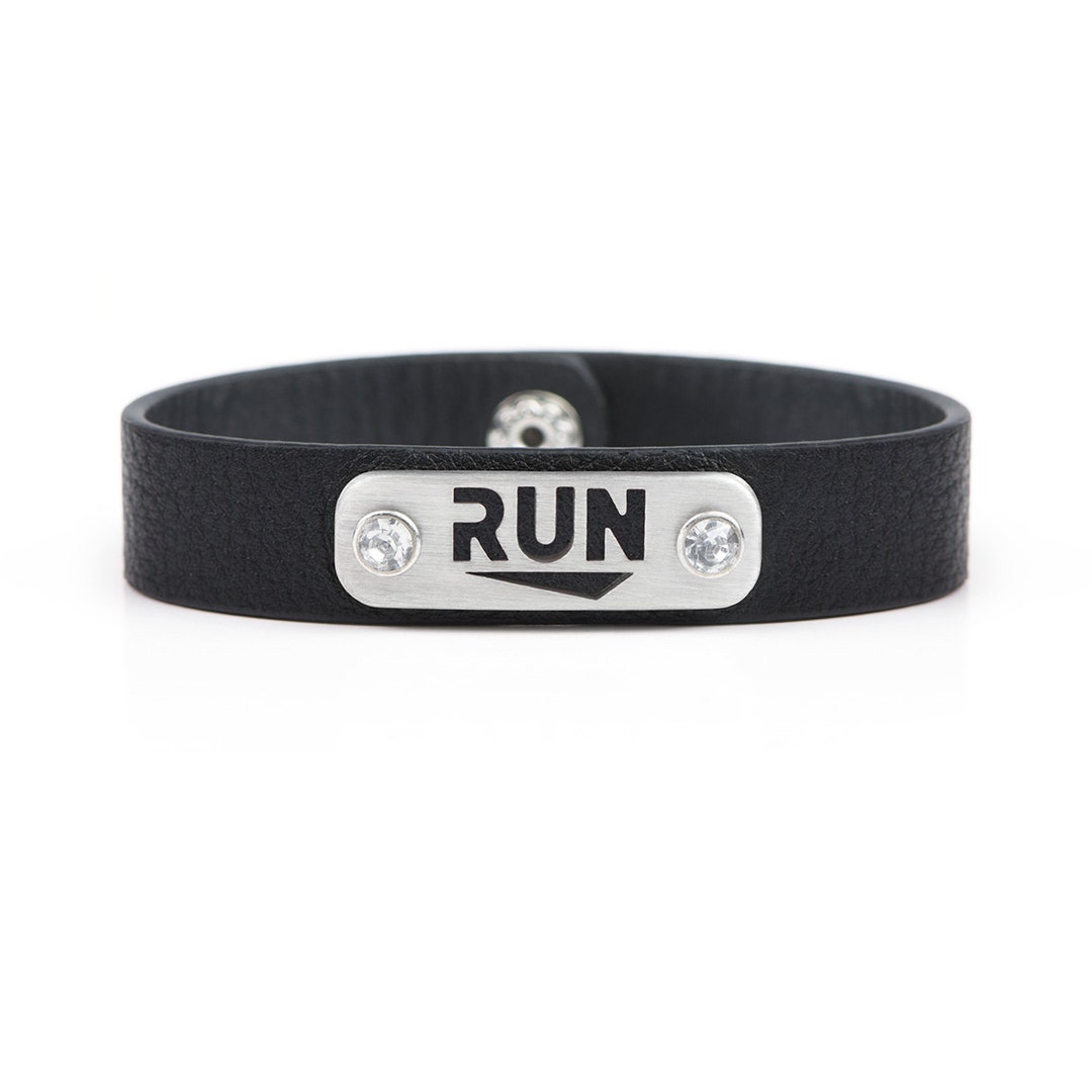 RUN Bracelet "bling" Leather - ATHLETE INSPIRED Running Wristband W ...