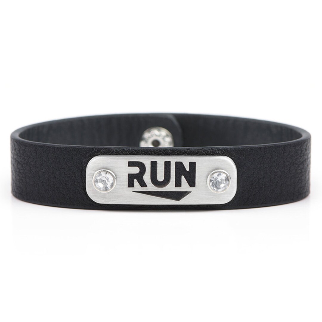 RUN Bracelet "bling" Leather - ATHLETE INSPIRED Running Wristband W ...