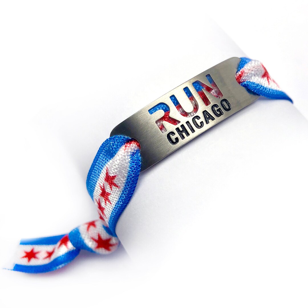 RUN CHICAGO Tie Stretchy Chicago Flag Running Bracelet, Chicago ...