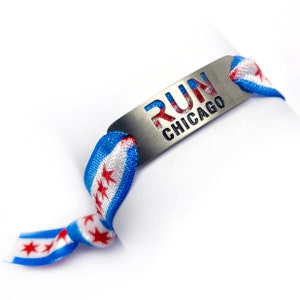 RUN CHICAGO Tie Stretchy Chicago Flag Running Bracelet, Chicago ...