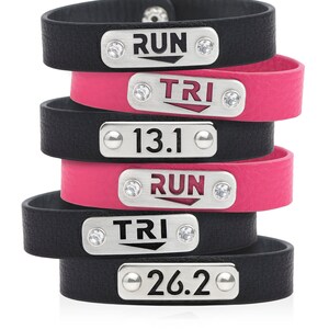 RUN Bracelet "bling" Leather - ATHLETE INSPIRED Running Wristband W ...