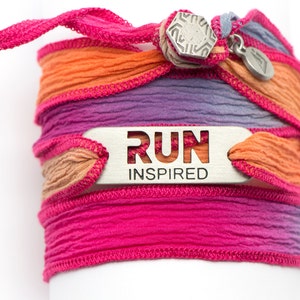 RUN Inspired - Running Silk Wrap Bracelet - Pink, Inspirational Run ...